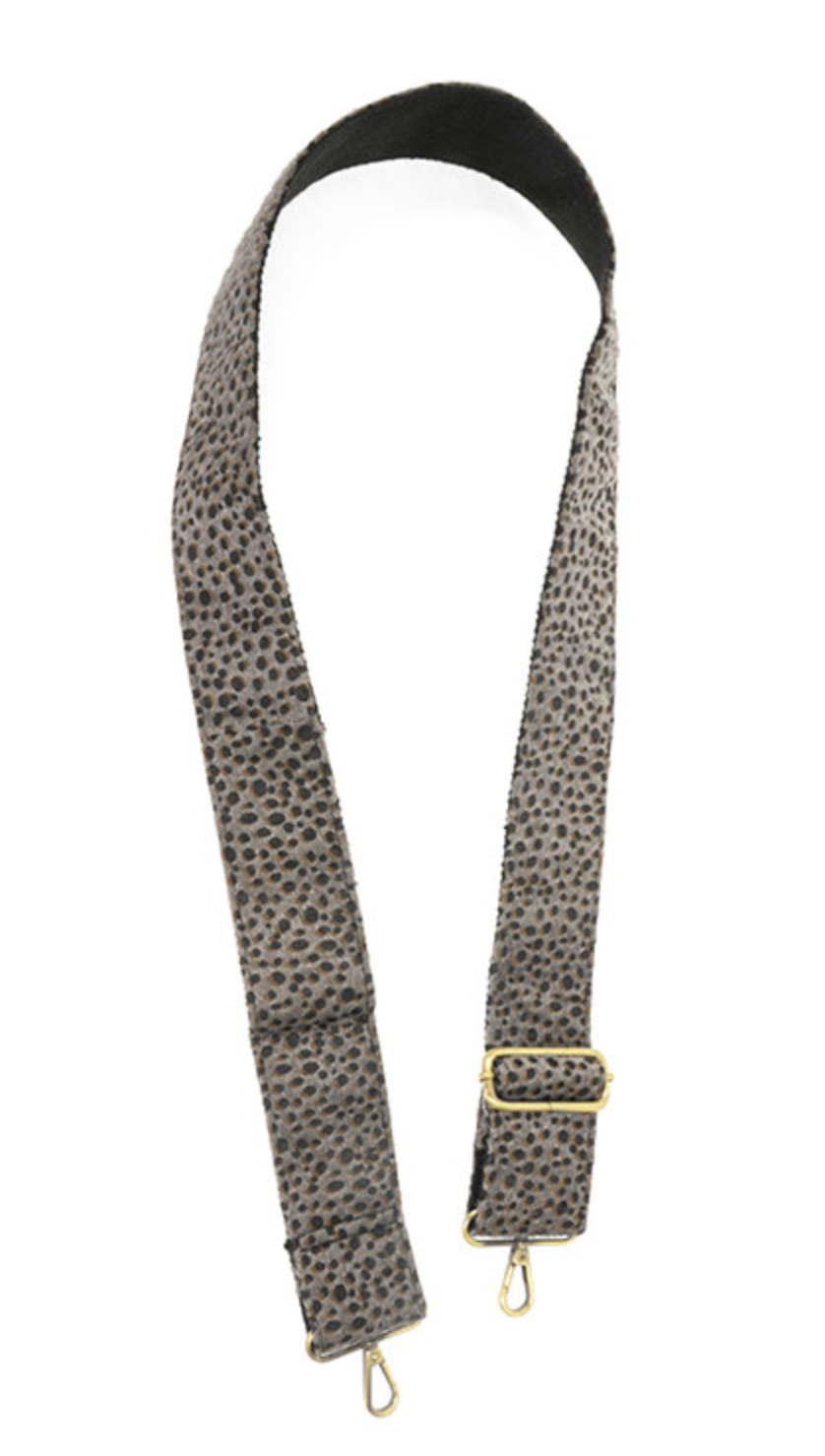 JOY SUSAN 2"GREY LYNX FUR GUITAR STRAP - 6th Street Fashions and Footwear