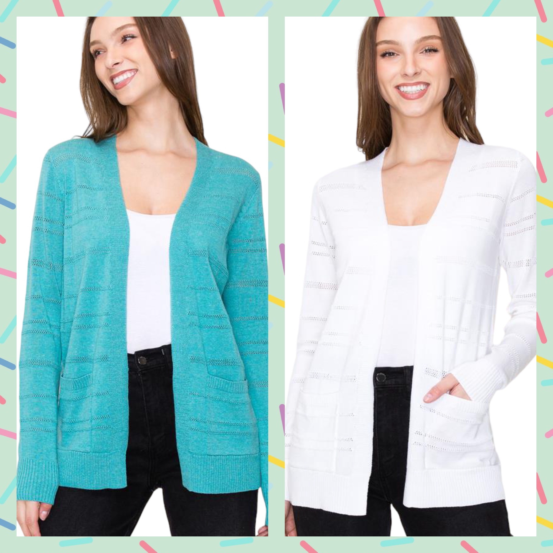 Long Sleeve Pointelle Open Cardigan 6th Street Fashions And Footwear