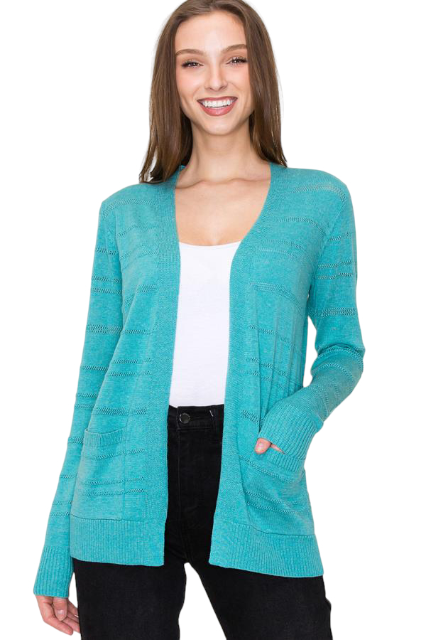 Long Sleeve Pointelle Open Cardigan 6th Street Fashions And Footwear