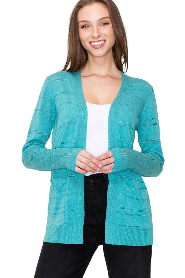 Long Sleeve Pointelle Open Cardigan 6th Street Fashions And Footwear