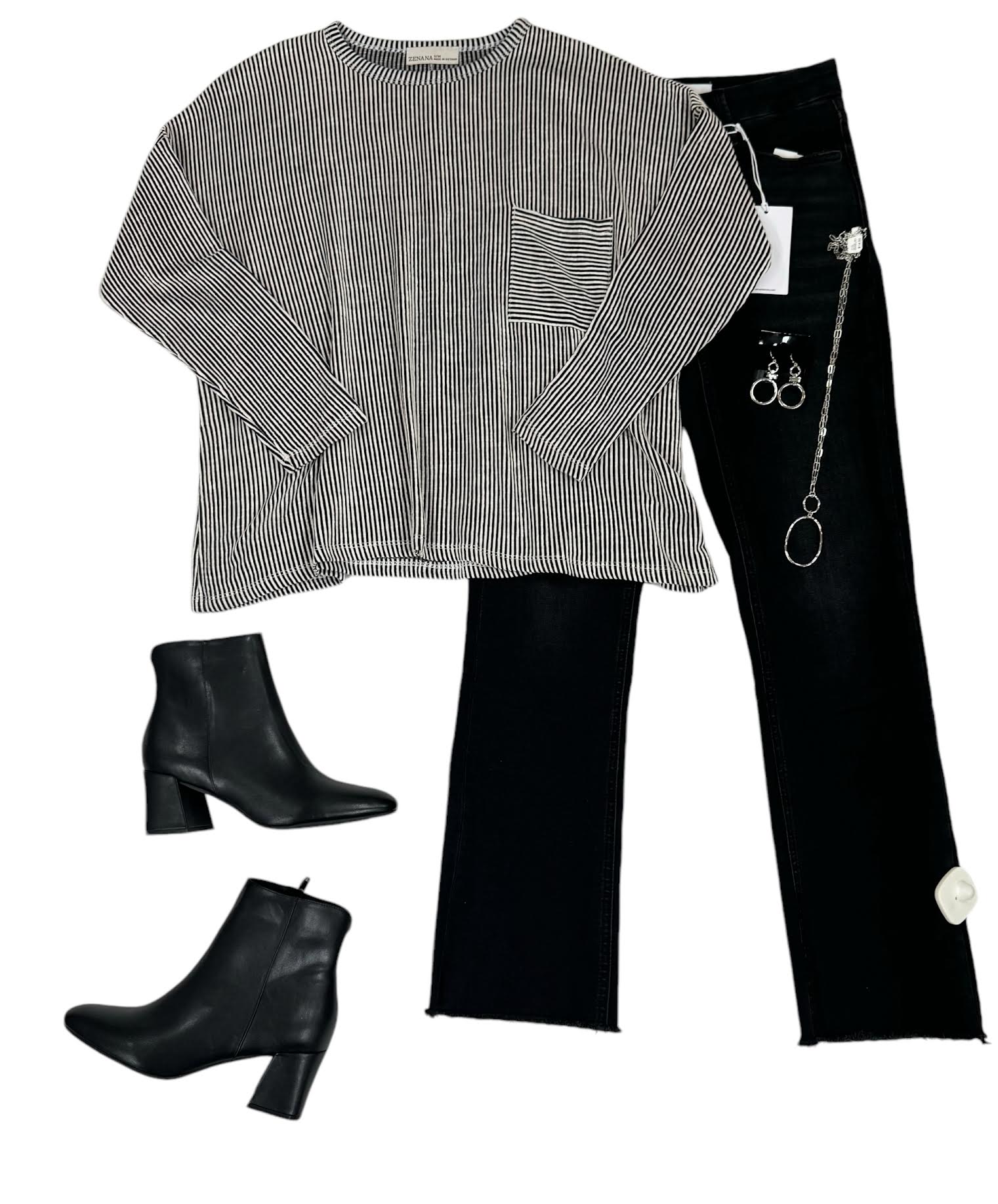ZENANA RIB KNIT OVER SIZED POCKET TOP - 6th Street Fashions and Footwear