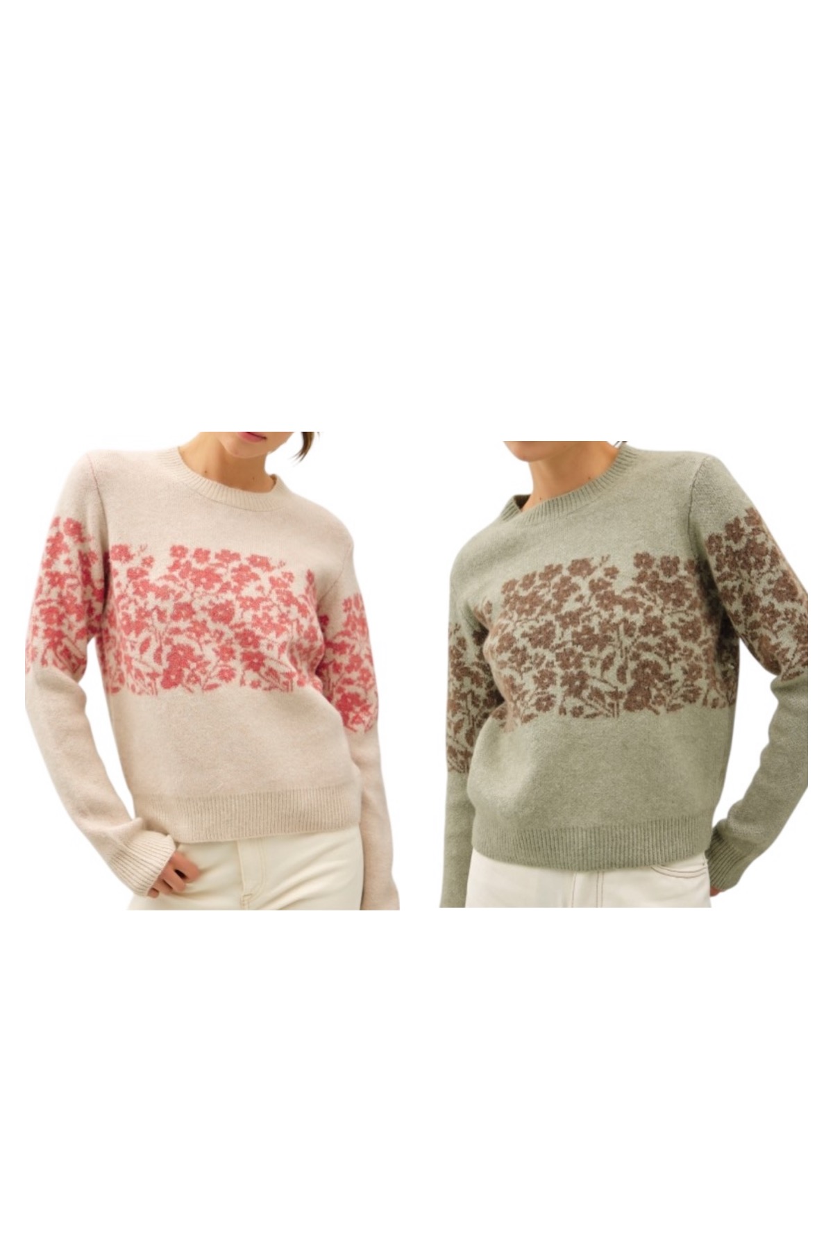 BE COOL FLORAL ACCENT SWEATER - 6th Street Fashions and Footwear