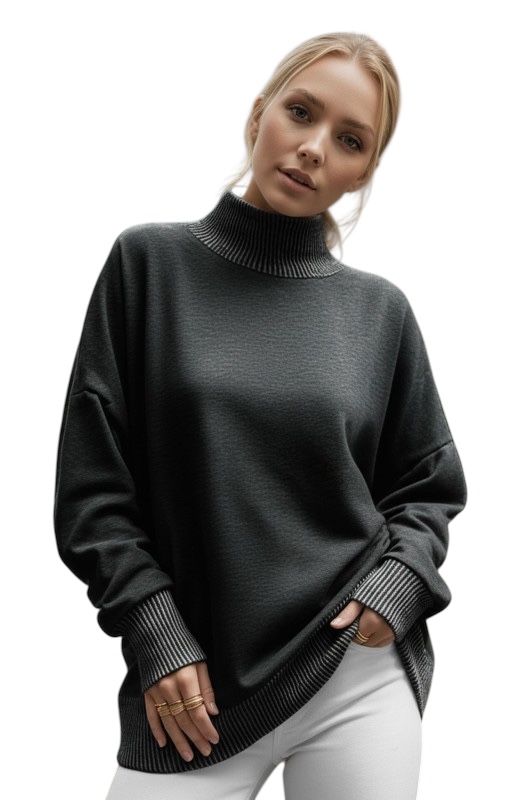 HAILEY APPAREL FRENCH TERRY MOCK WITH RIB TRIM - 6th Street Fashions ...